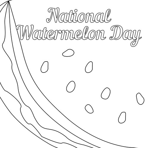 National watermelon day coloring page Royalty Free Vector
