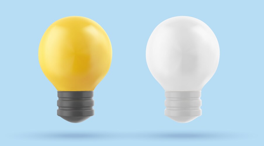 3d realistic turning on and off light bulb Vector Image