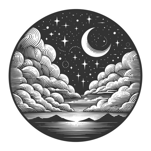 Moon Drawing Black And White A Black And White Drawing Of A Moon And A