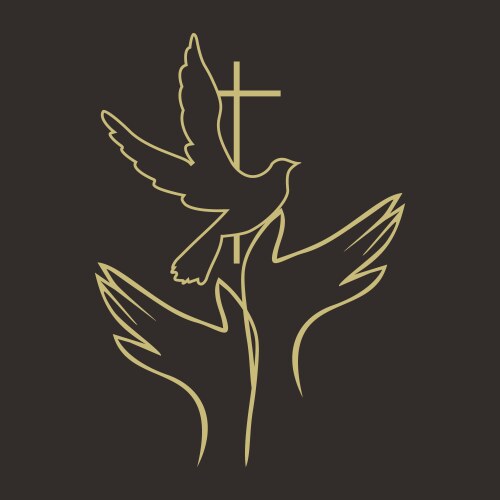 Bible cross and holy spirit dove Royalty Free Vector Image