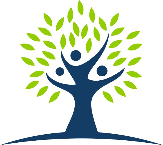 Tree hand symbol logo Royalty Free Vector Image