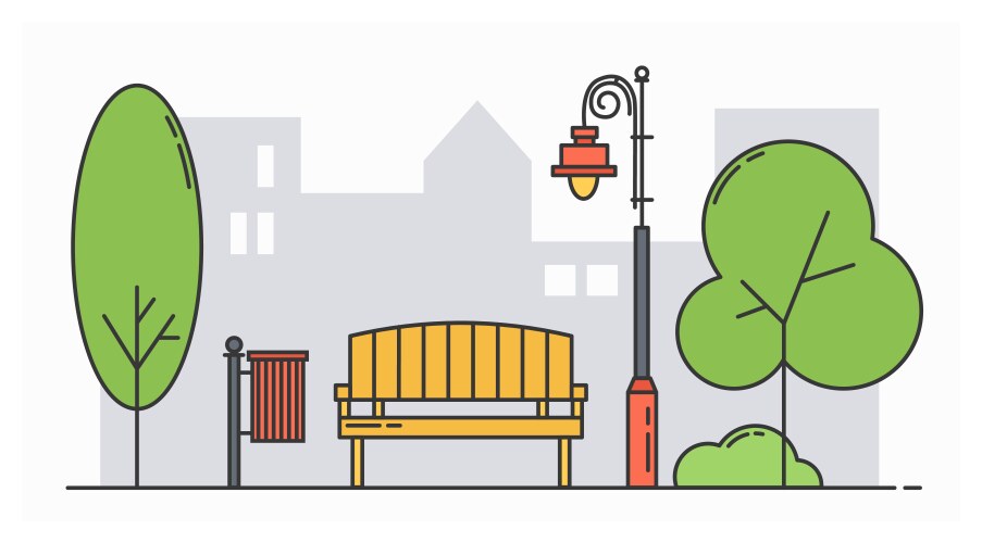 Cute park landscape Royalty Free Vector Image - VectorStock