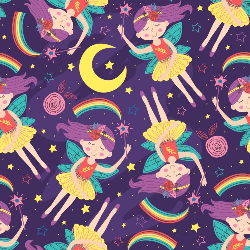 Basic rgbseamless pattern with magic characters Vector Image