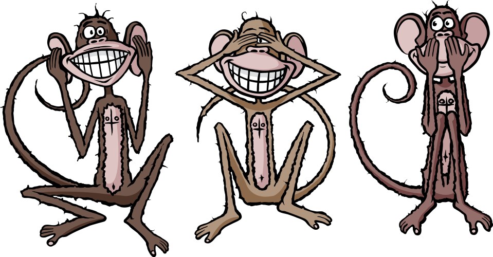 Cartoon Evil Monkey See No Evil Monkey: Over 662 Royalty Free