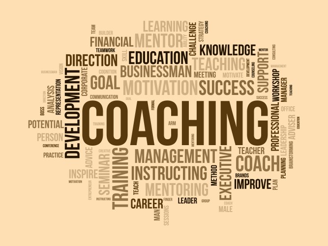 Coaching word cloud template support concept Vector Image