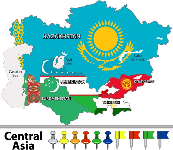 Central asia map Royalty Free Vector Image - VectorStock