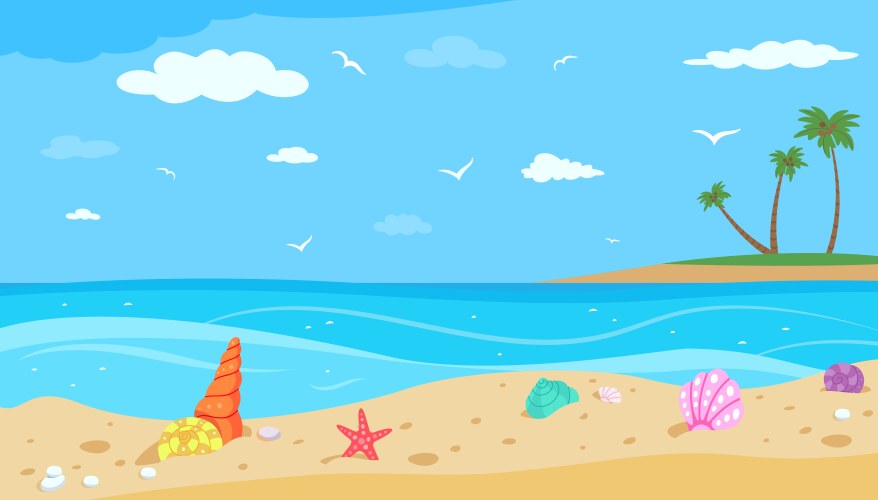 Seashell background vintage summer sea shells Vector Image