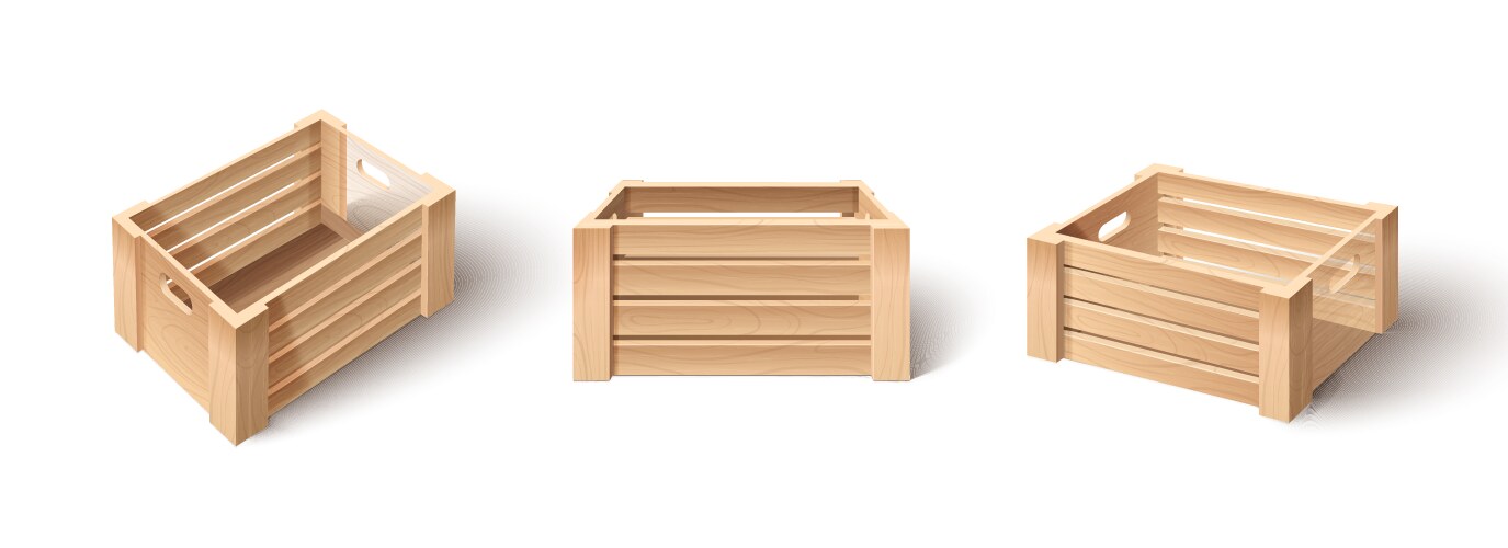 Wooden boxes containers crates and packages Vector Image