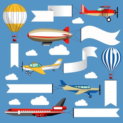 Retro air plane banner design Royalty Free Vector Image
