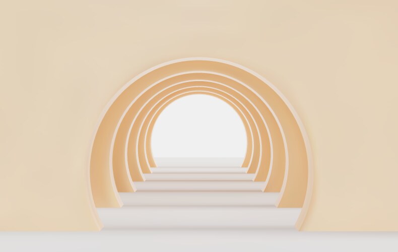 White empty corridor of several round arches Vector Image