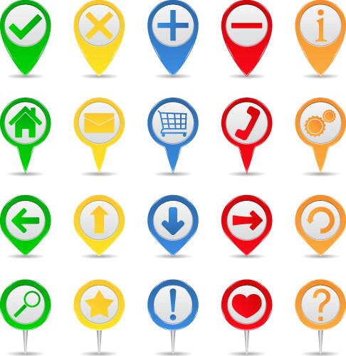 Collection of simple gray map markers Royalty Free Vector