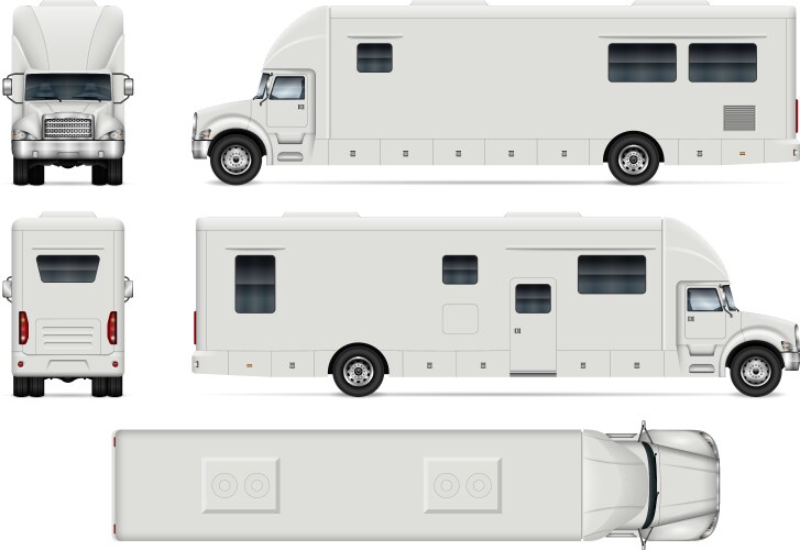Rv motorhome template side front back view Vector Image