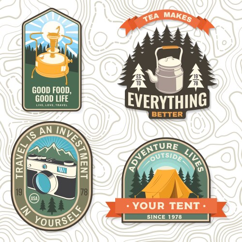 Travel sticker and label set with famous Vector Image