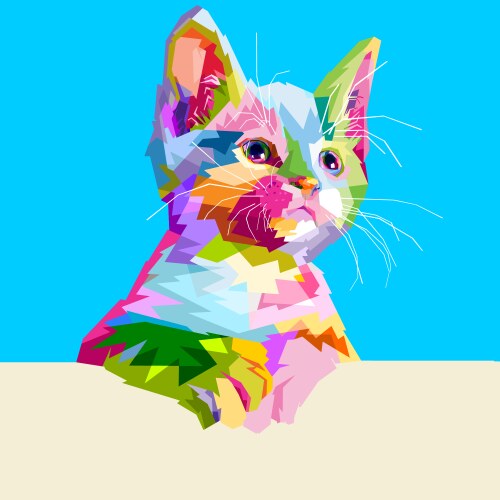 Colorful cat isolated on white background Vector Image