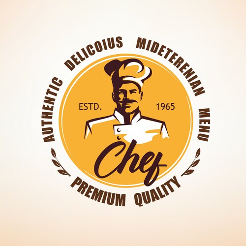 Chef in hat bakery bistro restaurant emblem Vector Image