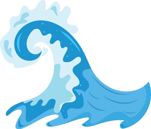 Ocean wave in cartoon style isolated Royalty Free Vector