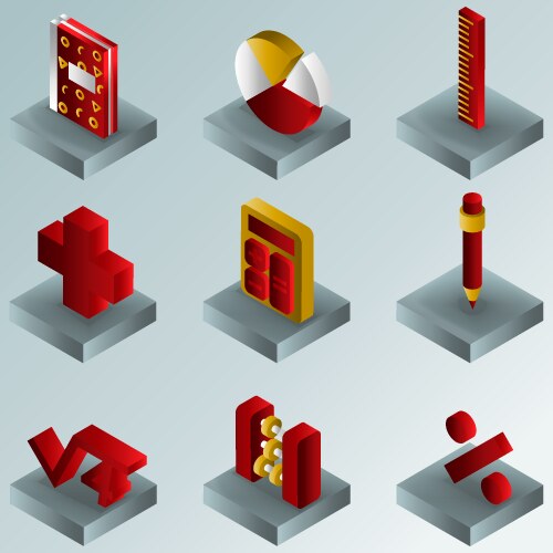 Laboratory color outline isometric icons Vector Image