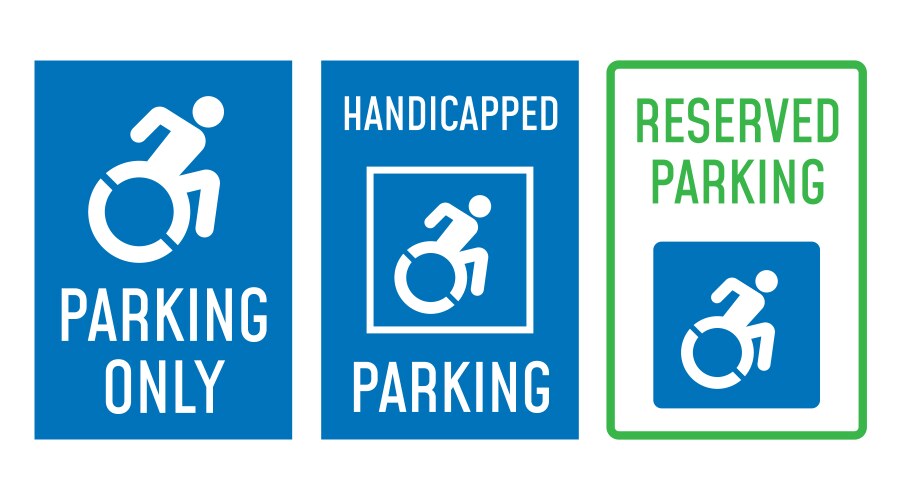 Handicap labels and signs disabled people icons Vector Image
