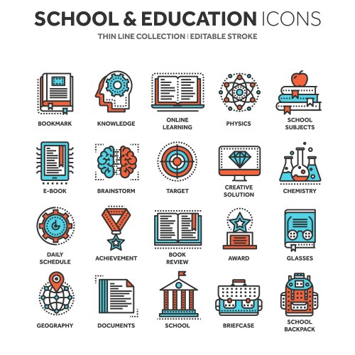 School education icon set Royalty Free Vector Image