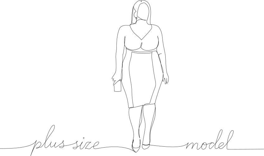 Curvy woman beautiful figure one line art Vector Image