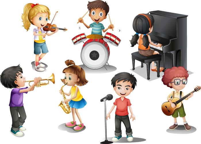 Children Playing Musical Instruments Royalty Free Vector