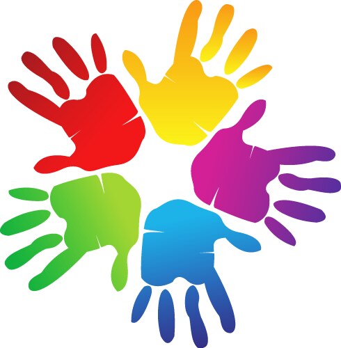 Teamwork holding hands logo Royalty Free Vector Image