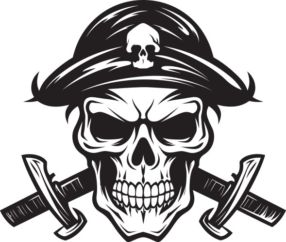 Jolly roger emblem skull with dagger logo Vector Image