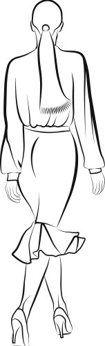 Bride back with bouquet of flowers Royalty Free Vector Image