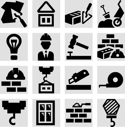 Construction icons set Royalty Free Vector Image