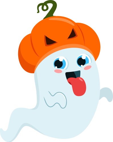 Outlined cute halloween ghost cartoon character Vector Image