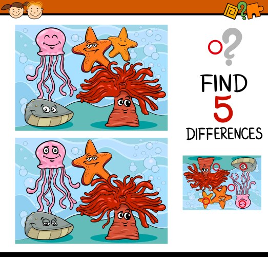 Find 10 differences mermaid sea game Royalty Free Vector Find 10 differences mermaid sea game Royalty Free Vector