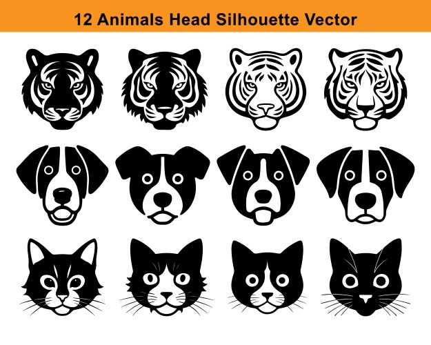 Multiple Head Silhouette Vector Images (over 180)