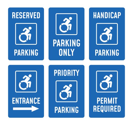 Handicap labels and signs disabled people icons Vector Image