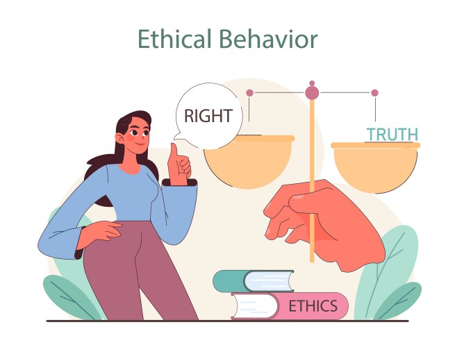 Ethical behavior concept weighing right against Vector Image