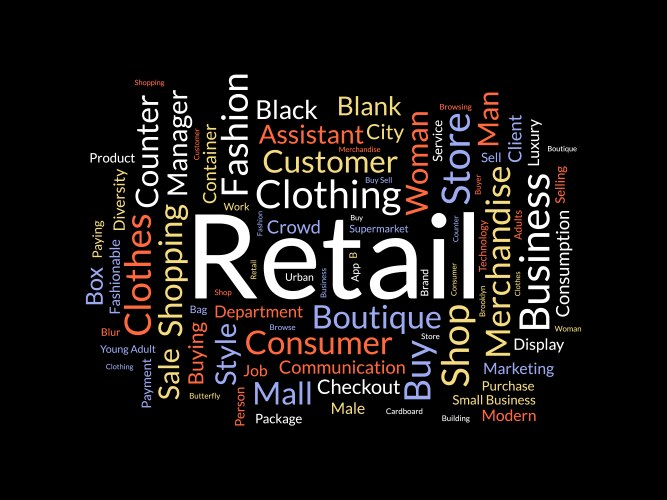 Retail wordcloud template business concept Vector Image