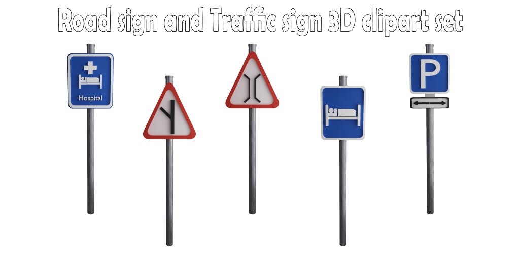 Road sign and traffic clipart element Royalty Free Vector