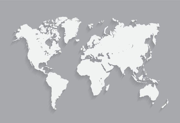 White world map on grey Royalty Free Vector Image