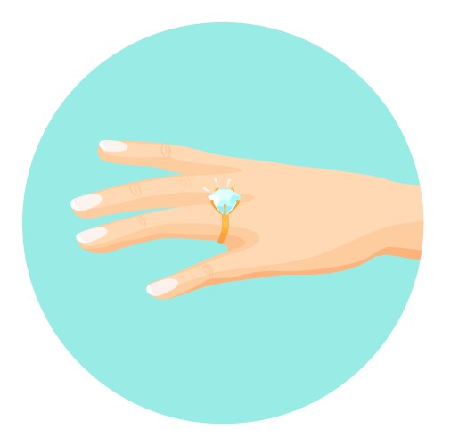 Male hand puts diamond ring on female finger Vector Image
