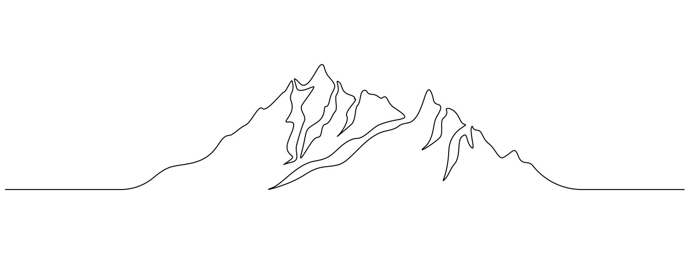One continuous line drawing of mountain range Vector Image