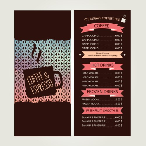 Cafe menu template design Royalty Free Vector Image