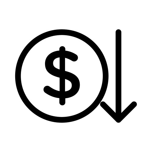 Economic loss icon black and white sign Royalty Free Vector