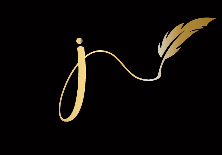 Letter j feather logo design template Royalty Free Vector