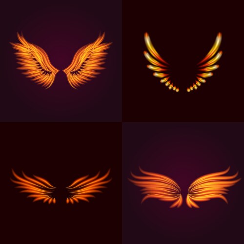 Fire burning wings Royalty Free Vector Image - VectorStock