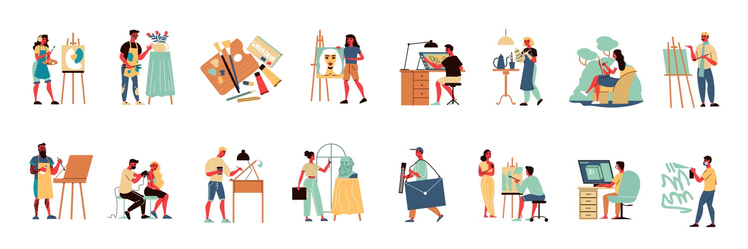 Artist professions icons collection Royalty Free Vector