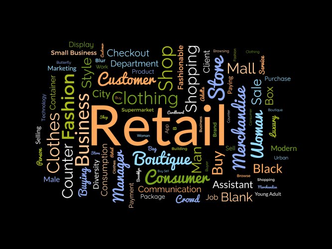 Retail wordcloud template business concept Vector Image