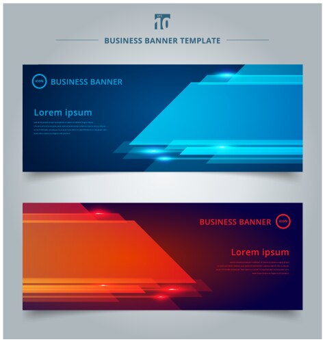 Set of banner web template geometric horizontal Vector Image