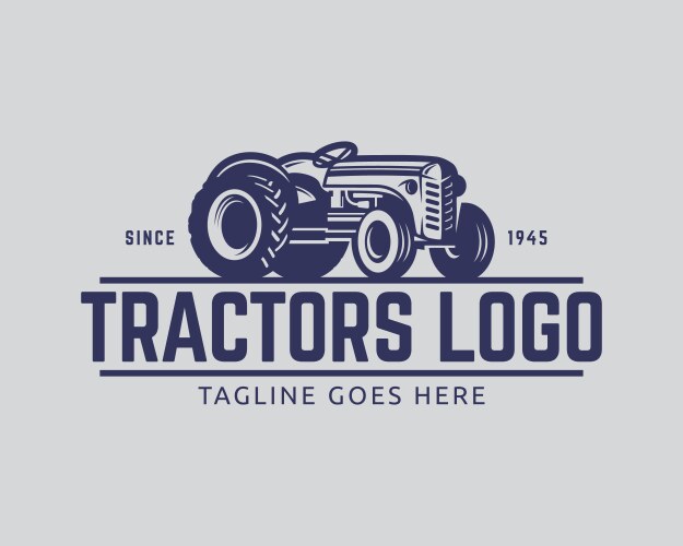 Tractor emblem farm workhorse sign agriculture Vector Image