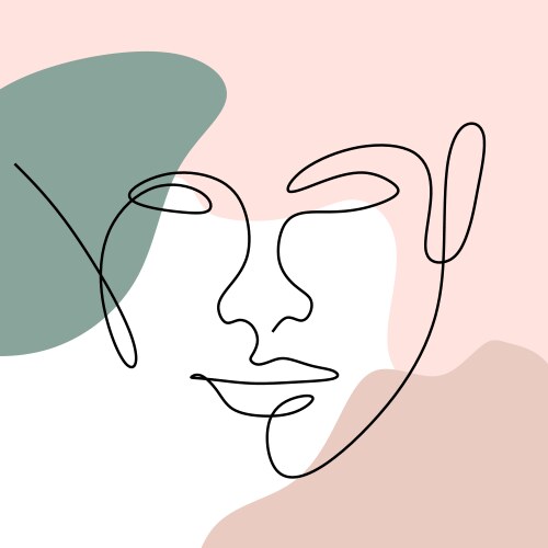 Trendy outline woman portrait in pastel tones Vector Image