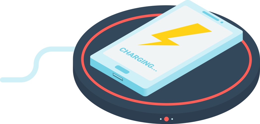 Charge wireless charger cartoon Royalty Free Vector Image
