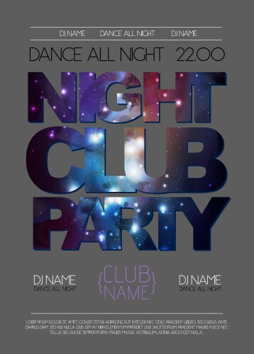 Disco night club poster on open space background Vector Image
